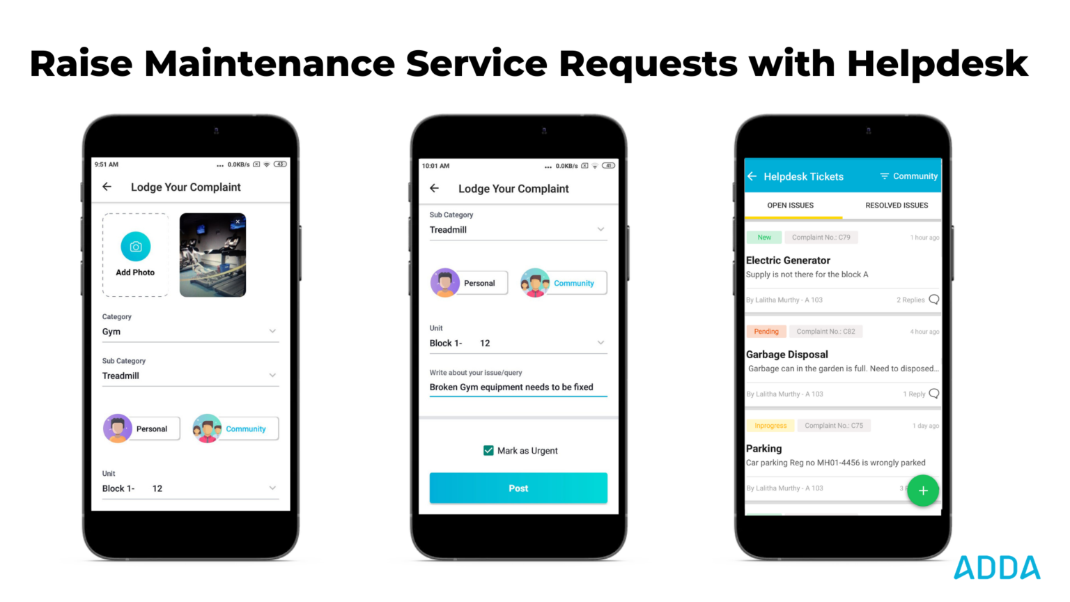 Community Helpdesk - Raise Maintenance Service Requests on the Go! - ADDA BLOG